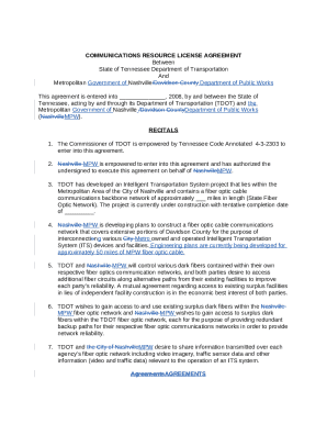 Communications Resource License Agreement Doc Template | pdfFiller