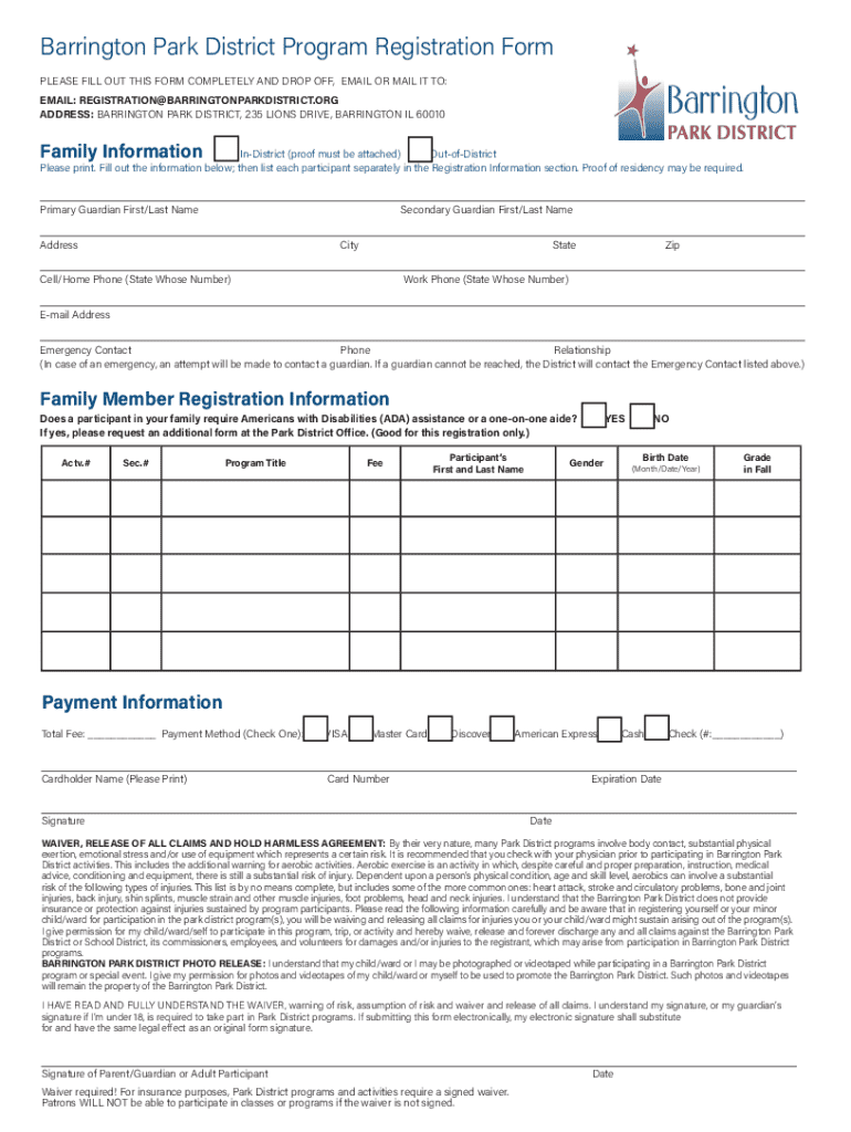 Fillable Online Season Pool Pass Registration Form Fax Email Print ...
