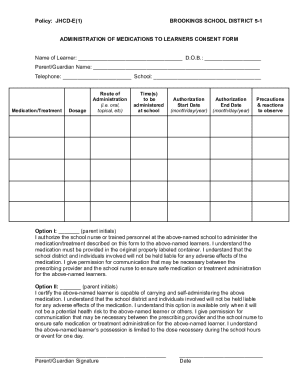 Fillable Online 2023 Administration of Medications to Learners Consent ...