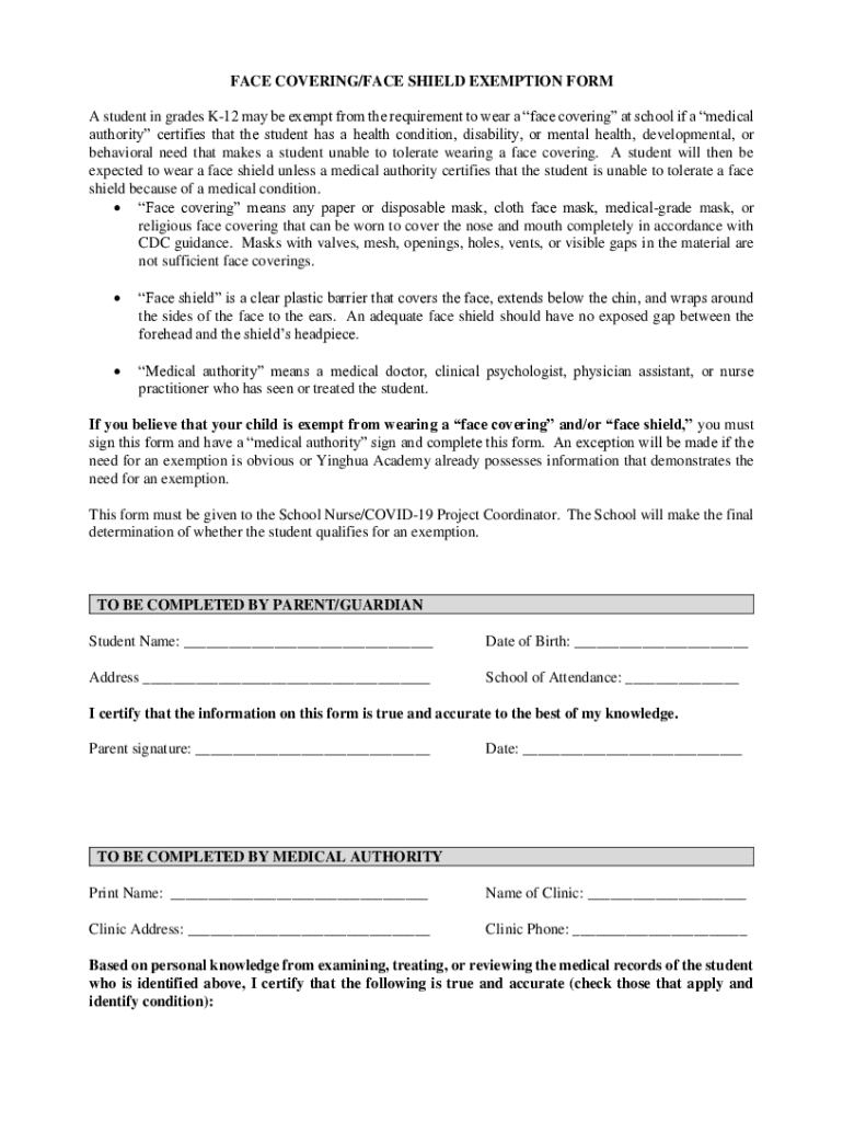 Fillable Online student-medical-face-covering-exemption-request-form ...