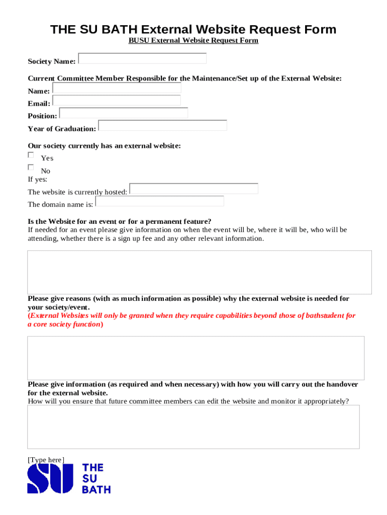 BUSU External Website Request Doc Template | pdfFiller
