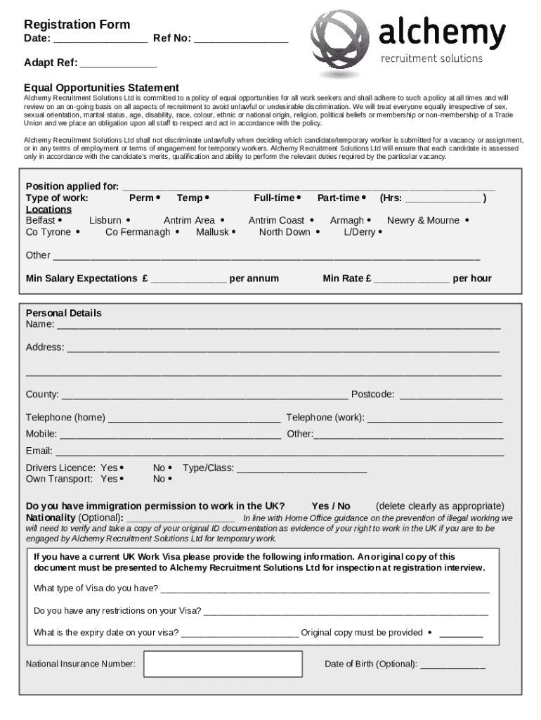 Registration Doc Template | pdfFiller