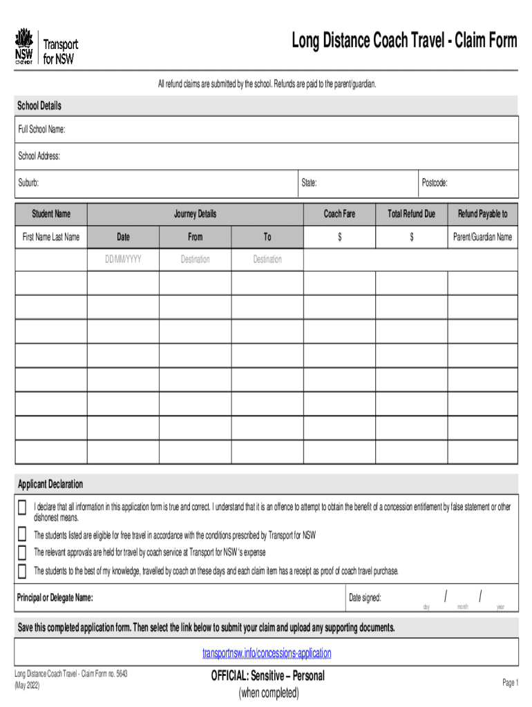 Fillable Online Long Distance Coach Travel - Claim Form Fax Email Print ...