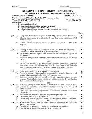 Fillable Online Effective Technical Communication Exam - Gujarat ...