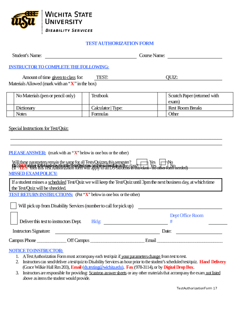 Test Authorization Doc Template | pdfFiller