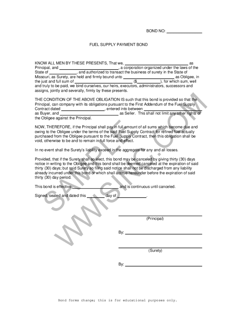 Fillable Online Fuel Supply Payment Bond Form Fax Email Print - pdfFiller