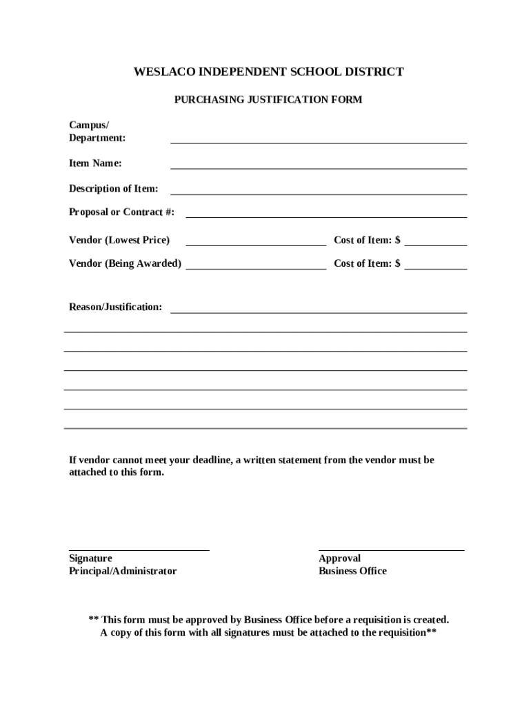 Purchasing Justification Doc Template | pdfFiller