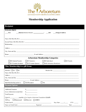 Fillable Online Membership Application for Los Angeles Arboretum 2023 Fax Email Print - pdfFiller