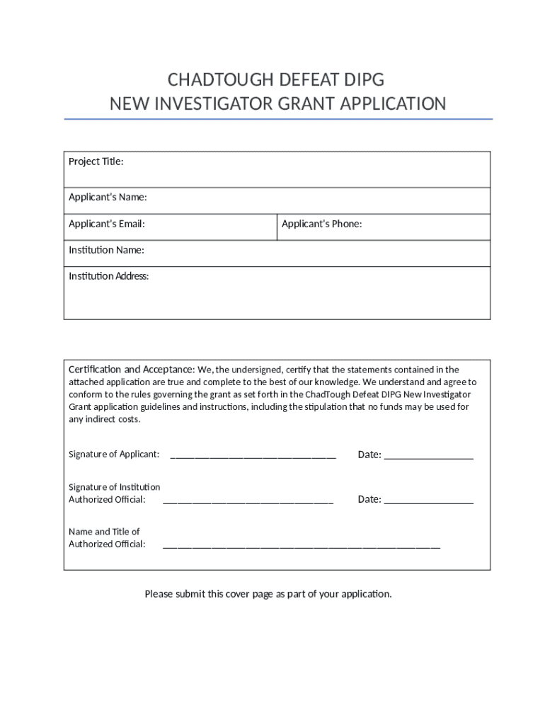 New Investigator Grant Application Doc Template | pdfFiller