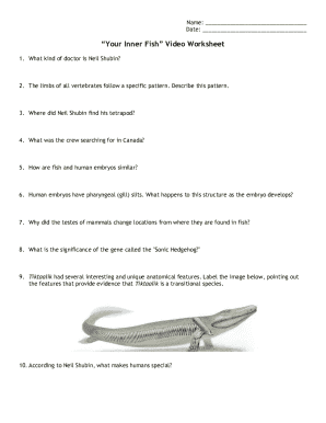 Fillable Online Your Inner Fish Video Worksheet: Understanding ...