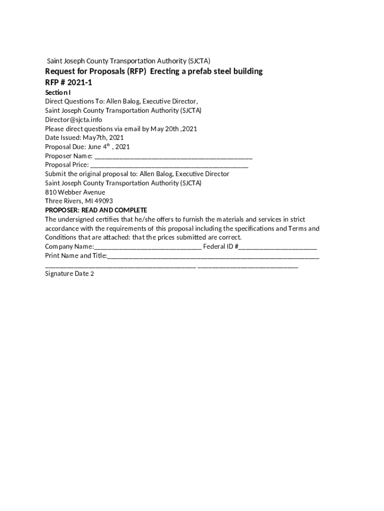 Request for Proposals (RFP) Erecting a prefab steel ... Doc Template ...