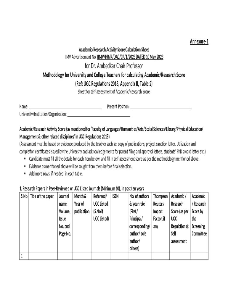 Academic_research_activity_score_calculation_sheet Doc Template | pdfFiller