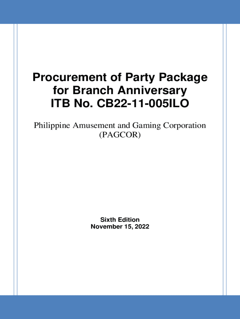 Fillable Online Procurement of Party Package for Branch Anniversary ITB ...