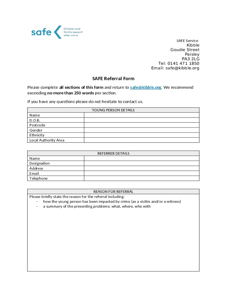Safe Referral Doc Template | pdfFiller