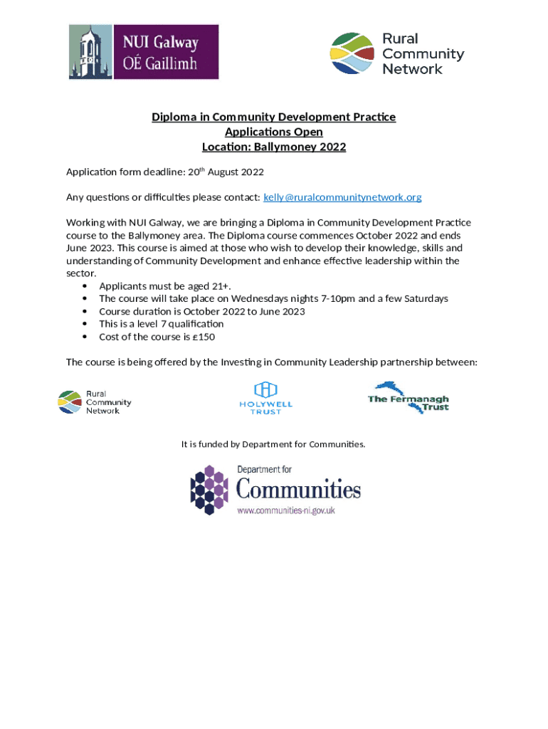 Diploma in Community Development Practice Application Doc Template ...