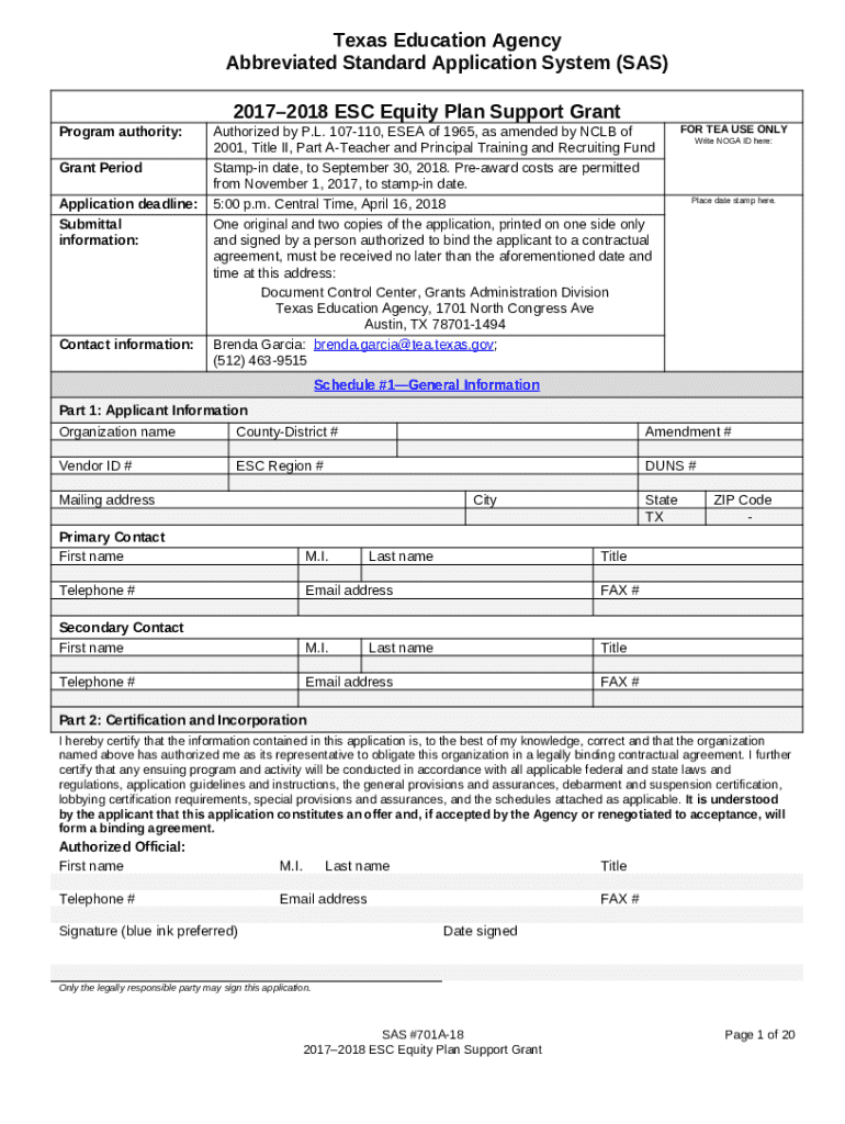 2017-2018 Esc Equity Plan Support Grant Application Doc Template ...