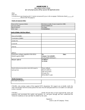 Bid Application Doc Template | pdfFiller