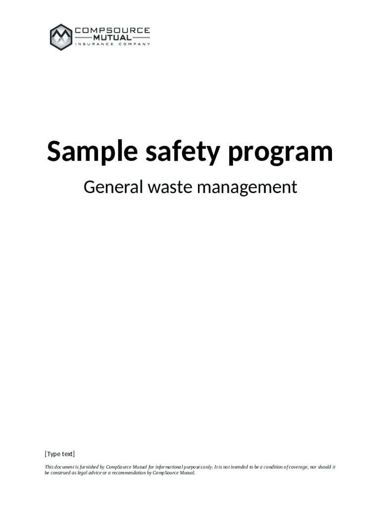 General Waste Management Program - Blank Fillable Template | Fill Out ...