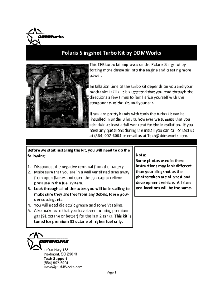 Fillable Online Polaris Slingshot Turbo Kit Installation Guide 2023 Fax ...