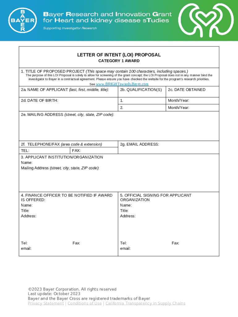 Letter of Intent (loi) Proposal Doc Template | pdfFiller