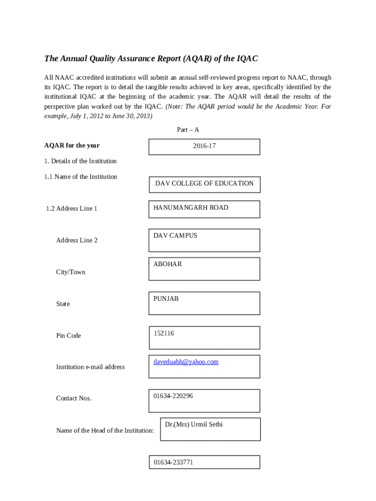 Annual Quality Assurance Report Doc Template | pdfFiller