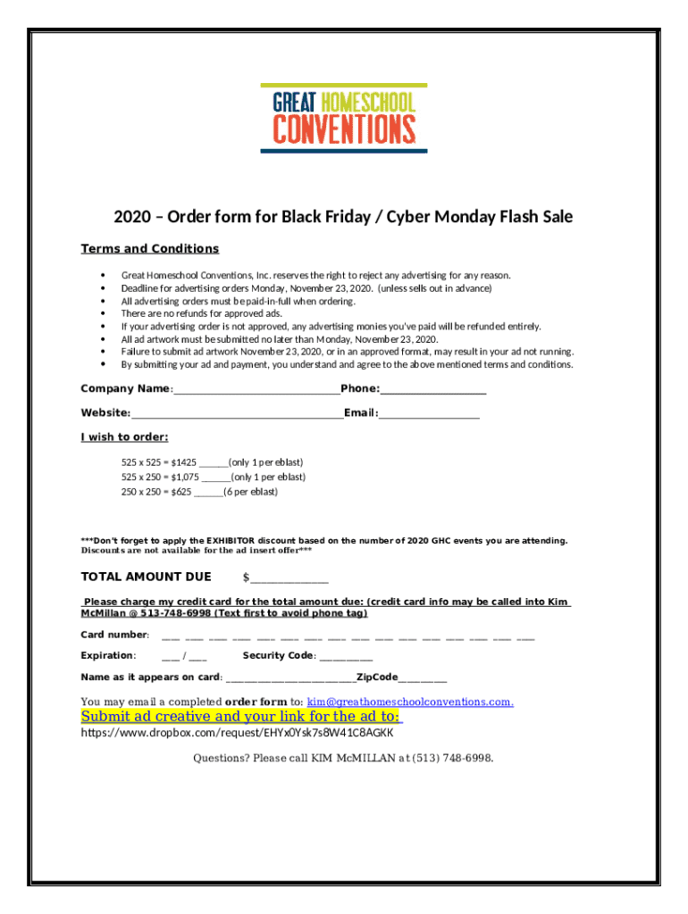 2020Order for August Flash Sale Doc Template | pdfFiller