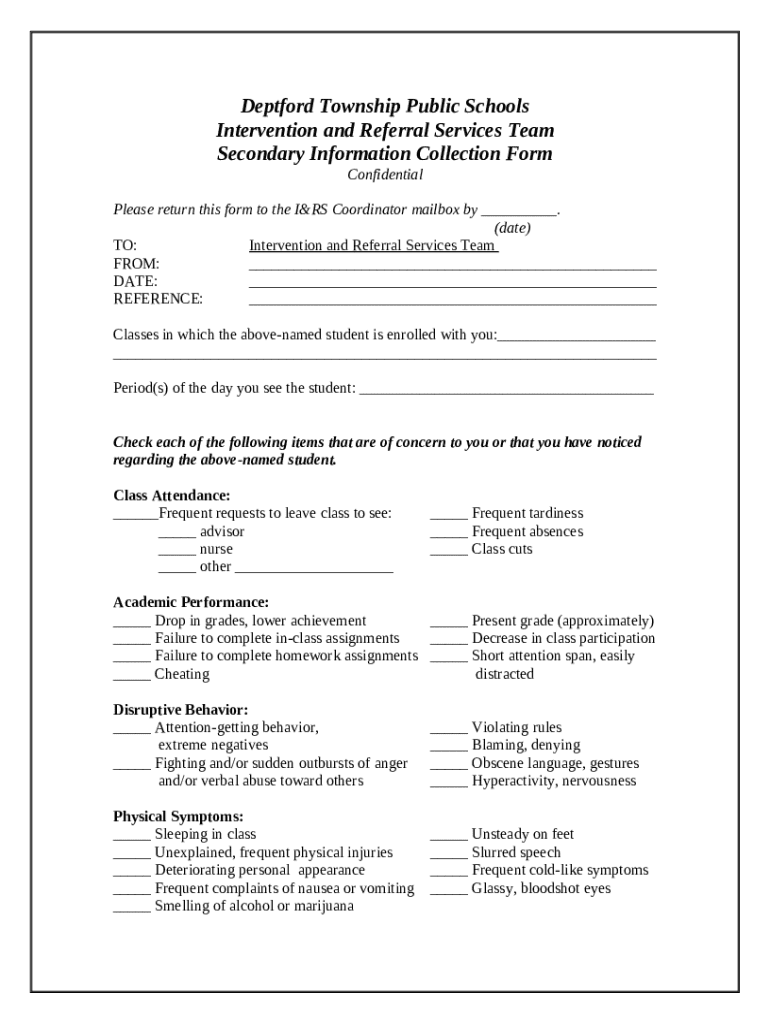 Secondary Ination Collection Doc Template | pdfFiller