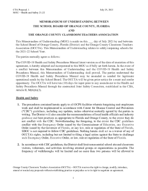 Fillable Online Mou on Health and Safety Procedures for Schools - 2021 ...