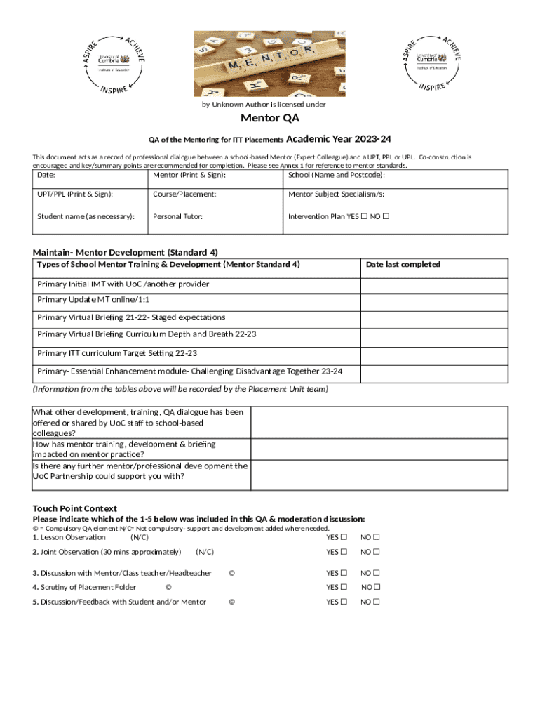 Mentor Qa Doc Template | pdfFiller