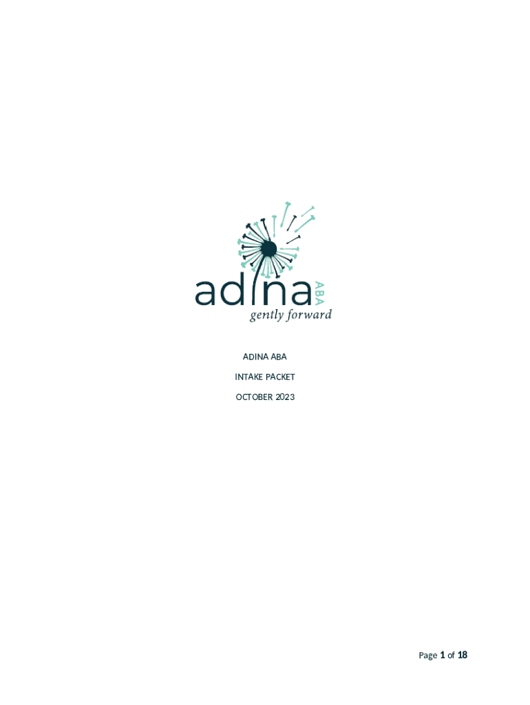Adina Aba Intake Packet Doc Template | pdfFiller