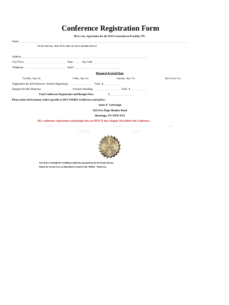 Conference Registration Doc Template | pdfFiller