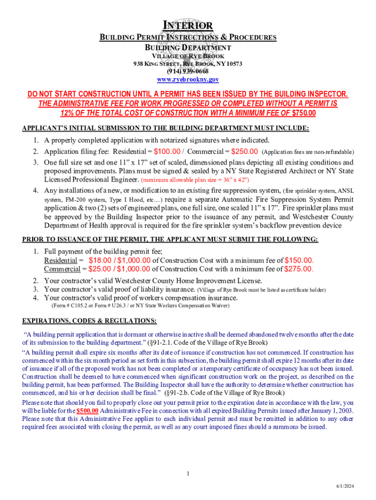Fillable Online Interior Building Permit Instructions & Procedures 2024 ...