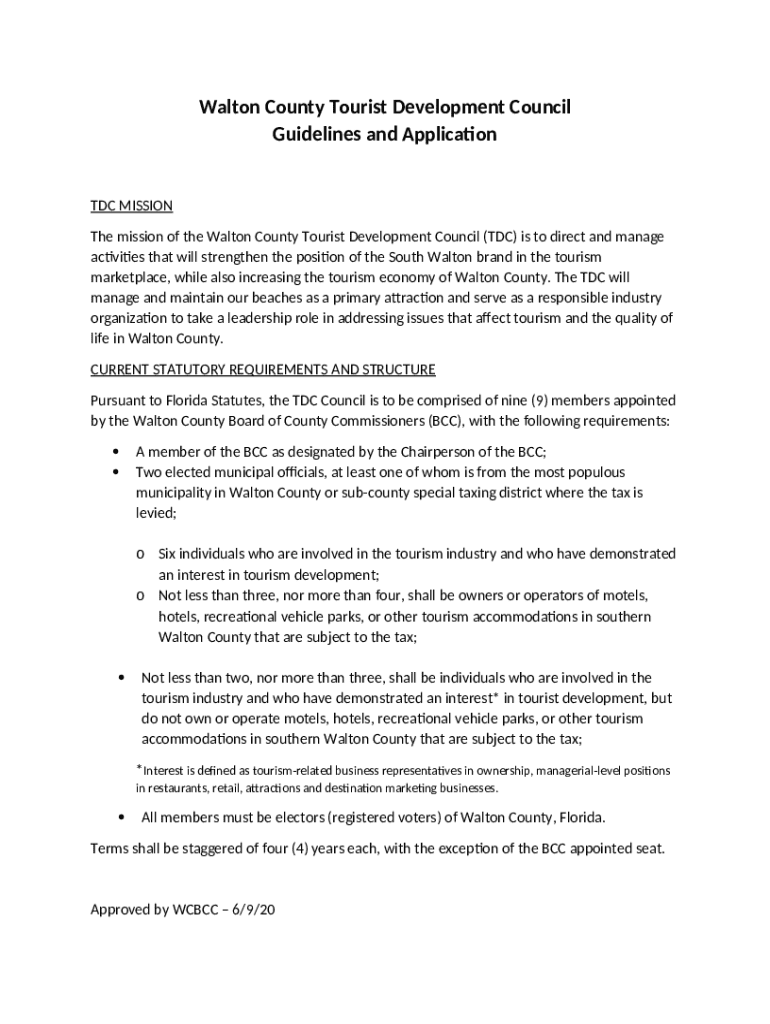 Walton County Tourist Development Council Guidelines and Application ...
