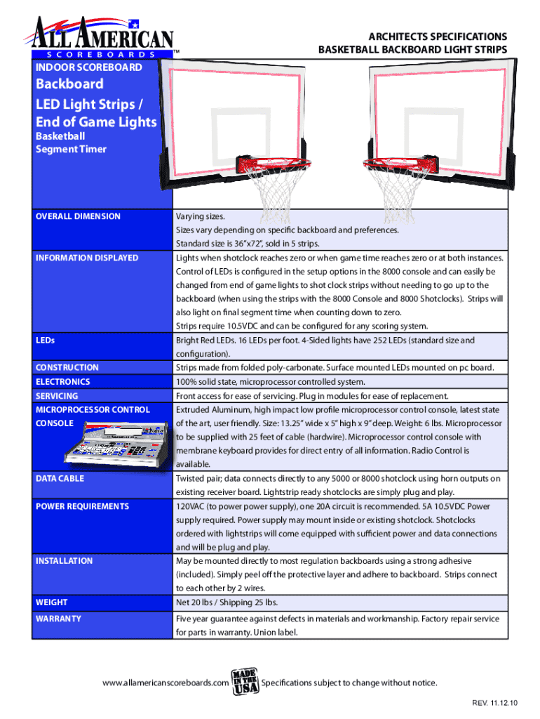 Fillable Online Backboard Light Strip Installation Guide 2023 Fax Email ...