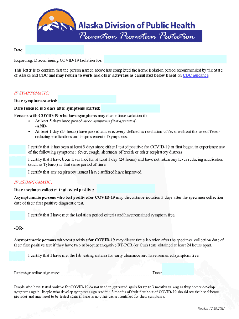 Fillable Online Alaska End Of Isolation Letter - Fill Online, Printable ...