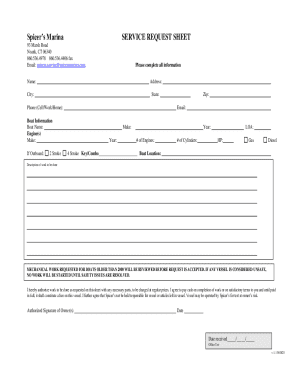 Fillable Online Spicer’s Marina Service Request Sheet 2023 - Boat ...