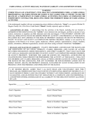 Fillable Online Farm Animal Activity Release & Liability Waiver 2023 ...