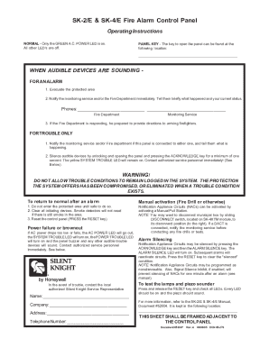 Fillable Online Sk-2/e & Sk-4/e Fire Alarm Control Panel Instructions ...