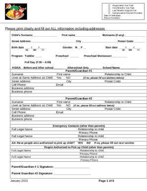 Please print clearly and fill out ALL ination including addresses Doc Template | pdfFiller