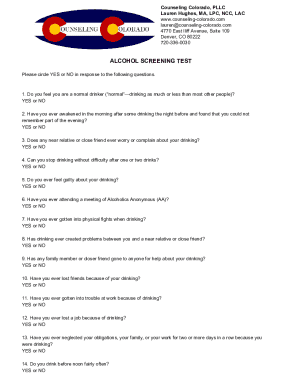 Fillable Online Alcohol Screening Test 2023 for Responsible Drinking ...