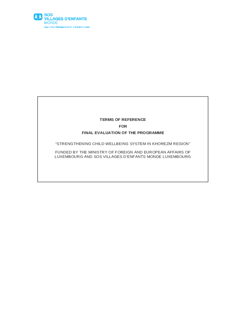 Terms of Reference Evaluation of ReBuild II Project ... Doc Template | pdfFiller