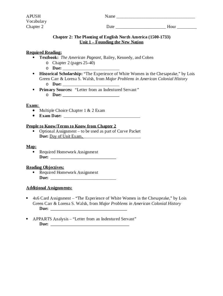 David M. Kennedy, et al The American Pageant Chapter 2 ... Doc Template ...