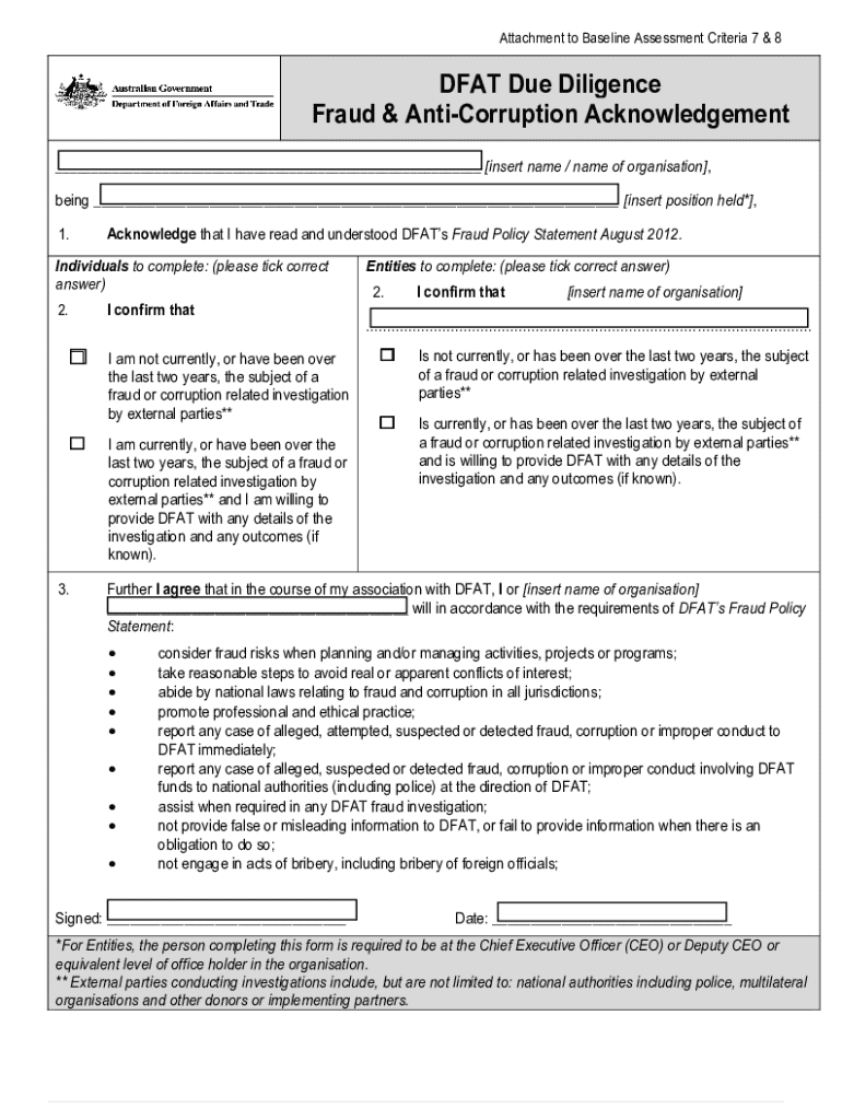 Fillable Online Dfat Due Diligence: Fraud & Anti-corruption ...