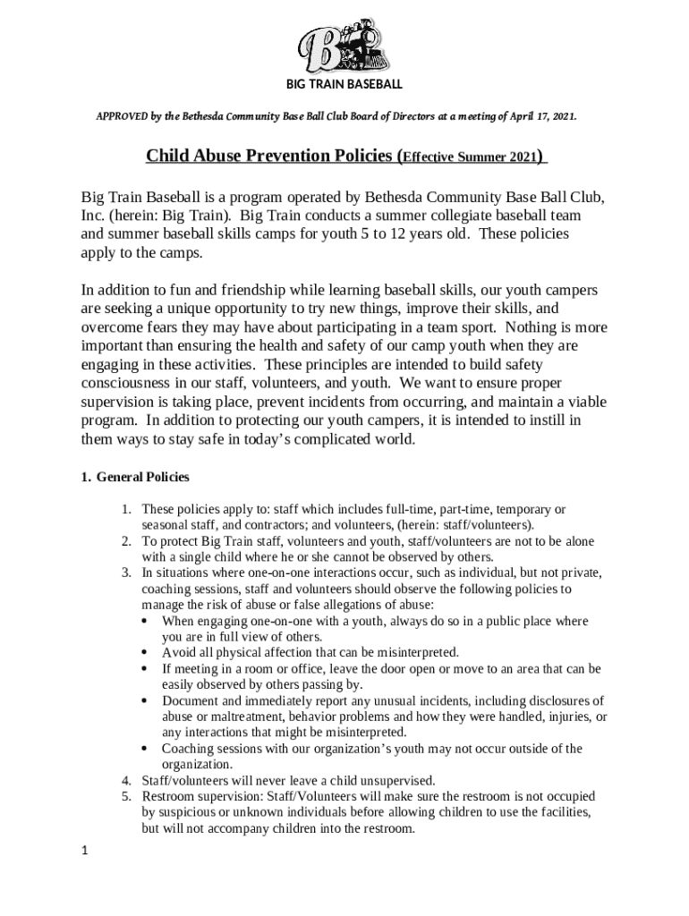 Child Abuse Prevention Policies Doc Template | pdfFiller