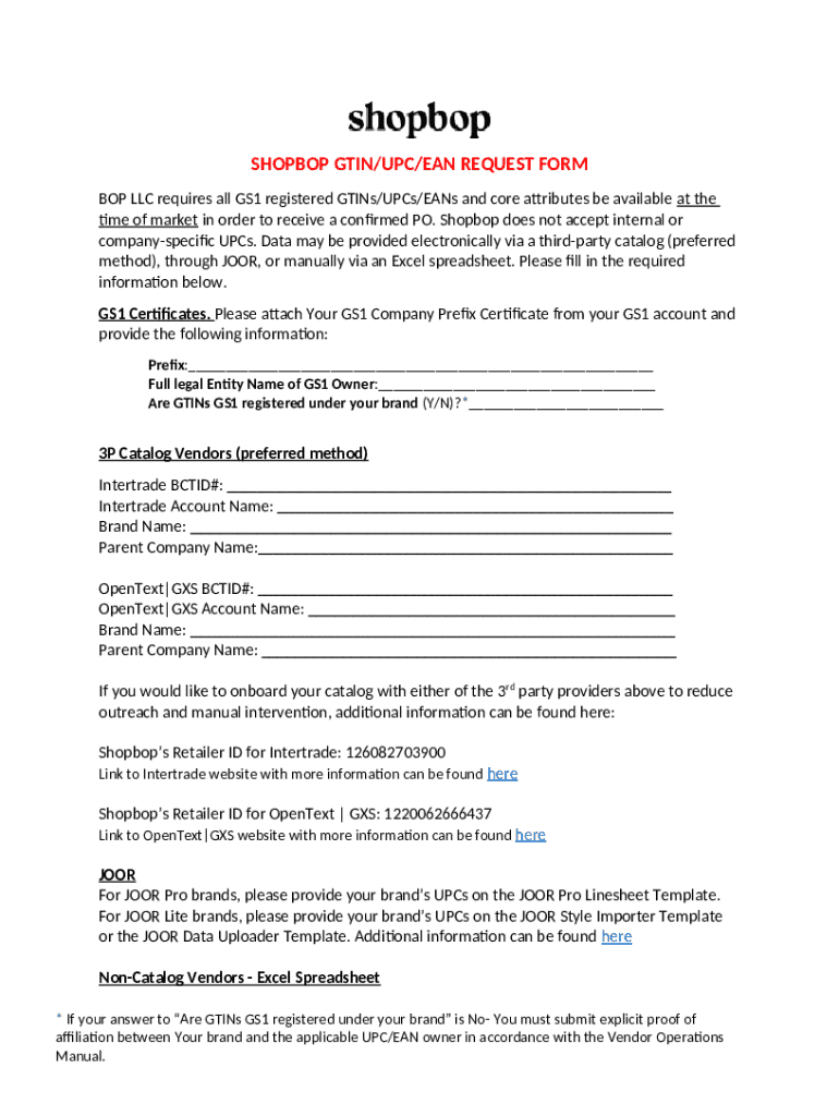 shopbop gtin/upc/ean request Doc Template | pdfFiller
