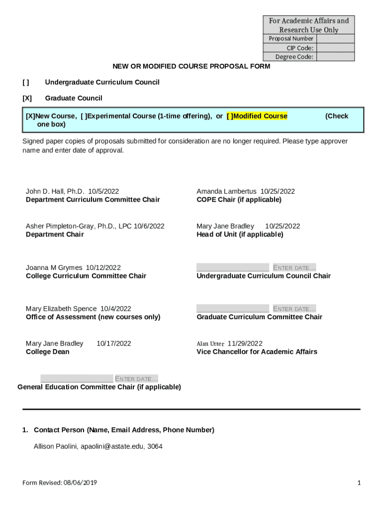 New or Modified Course Proposal Doc Template | pdfFiller