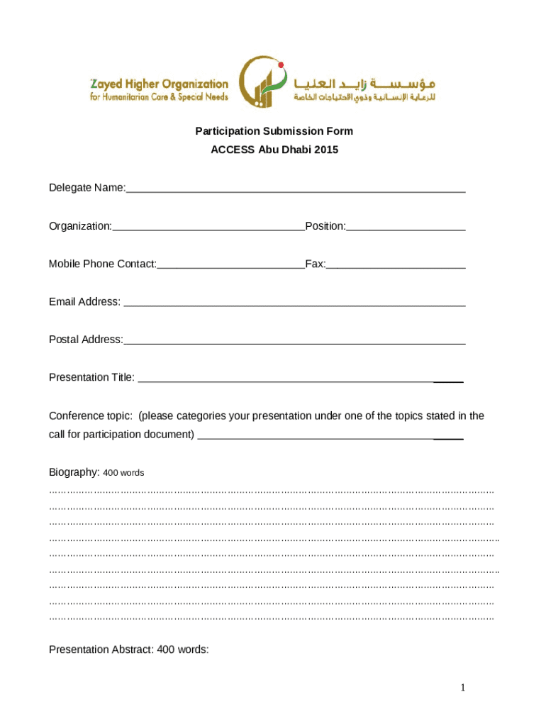 Participation Submission Doc Template | pdfFiller