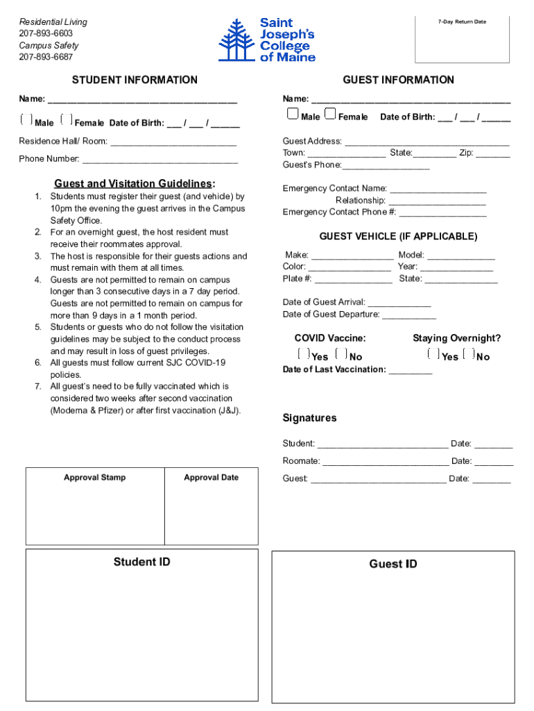 Fillable Online Guest Visitation Guidelines and Registration Form 2023 ...