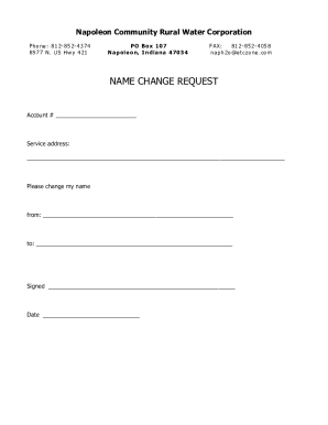 Fillable Online Name Change Request Form - Napoleon Community Water ...