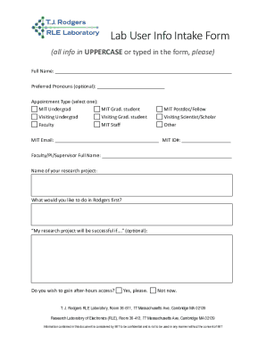 Fillable Online Mit Lab User Info Intake Form 2023 - Research and Access Request Fax Email Print ...